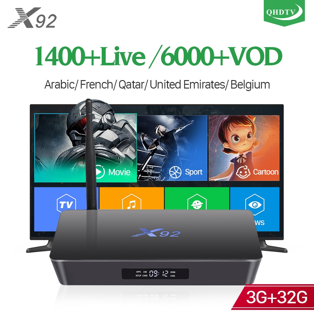 Køb X92 android 7.1 frankrig iptv boks 4k 3gb 32gb amlogic s912 iptv ...